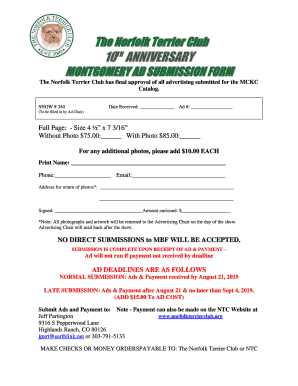 Fillable Online MONTGOMERY AD SUBMISSION FORM Fax Email Print - pdfFiller