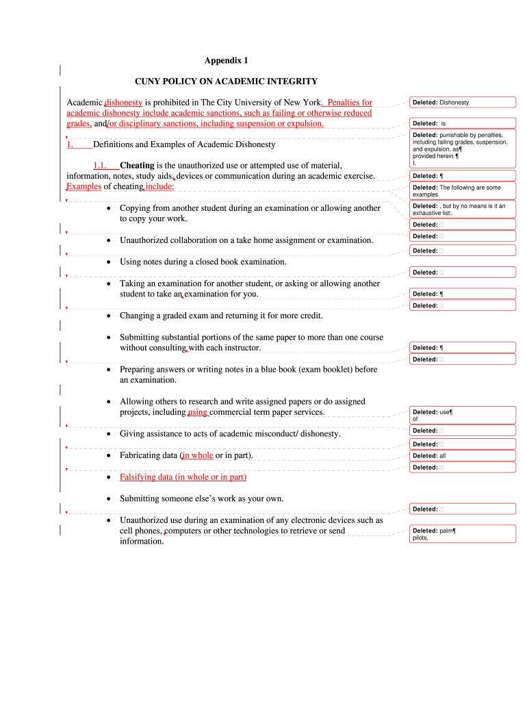 Fillable Online cuny policy on academic integrity - The City University ...