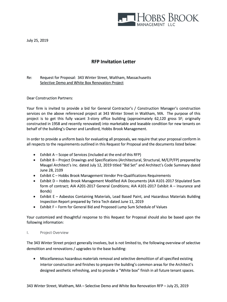 Fillable Online RFP Invitation Letter Fax Email Print - pdfFiller