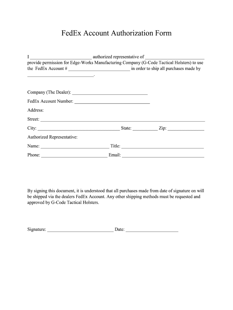 Fillable Online FedEx Account Authorization Form - tacticalholsters.com ...