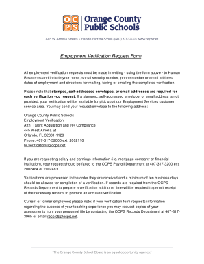 Fillable Online Employment Verification Request Form - Orange County ... Fax Email Print - pdfFiller