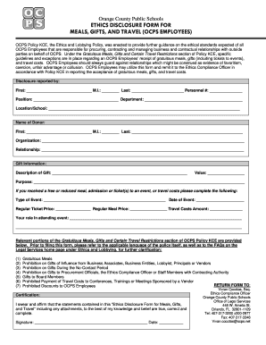 Fillable Online Orange County Public Schools ETHICS DISCLOSURE FORM FOR ...