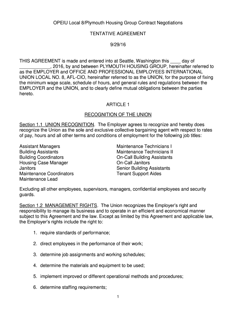 Fillable Online Tentative Agreement - OPEIU Local 8 Fax Email Print ...