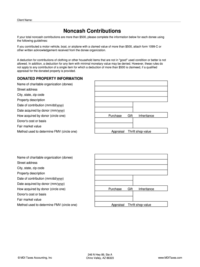 Fillable Online Noncash Donations.xlsx Fax Email Print - pdfFiller