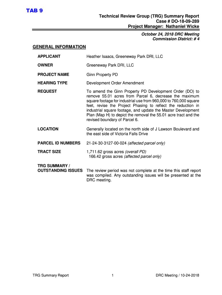 Fillable Online Technical Review Group (TRG) Summary Report Fax Email ...