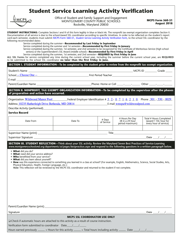 Fillable Online STUDENT INSTRUCTIONS: Complete Sections I and III of this form legibly in blue ...