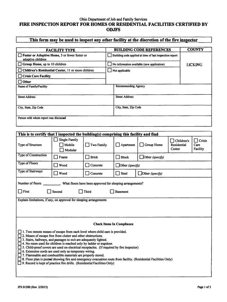 Fillable Online Fire Inspection Report - sojourners care network Fax ...