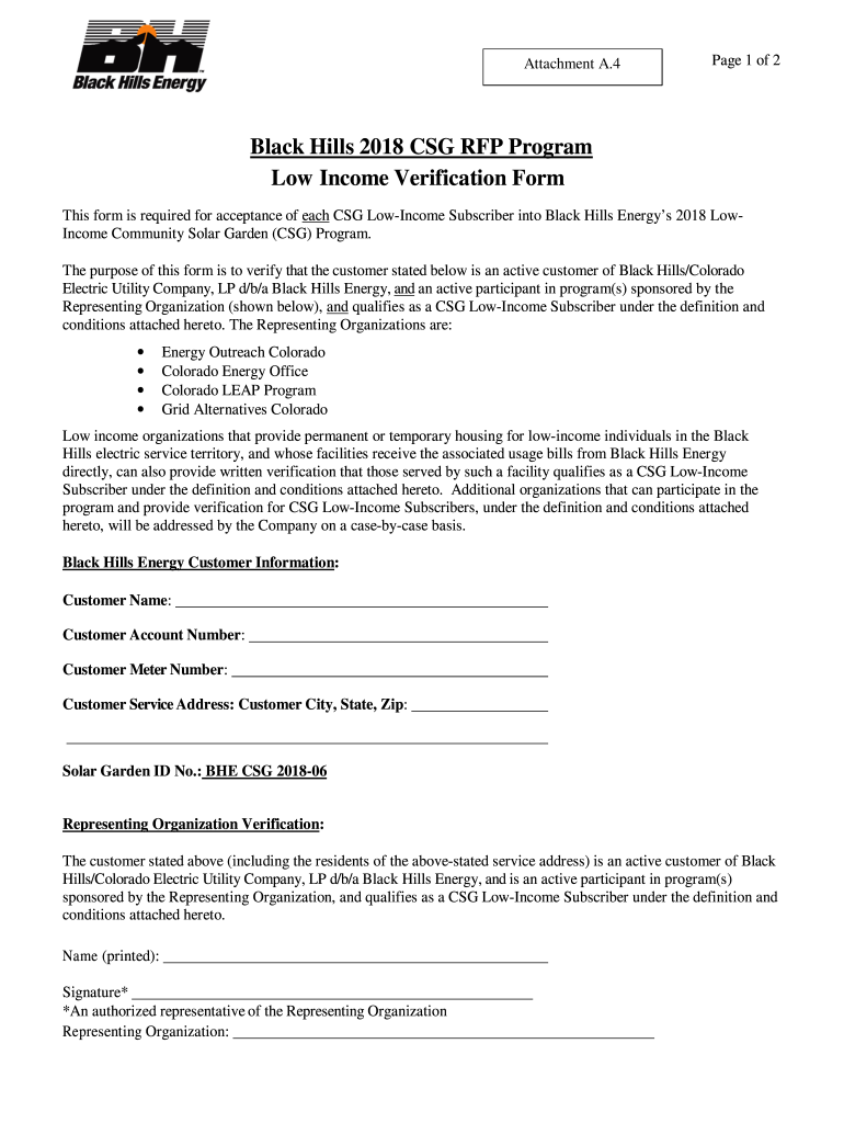 Fillable Online A4 Low Income Verification Form - Low Income CSG Fax ...