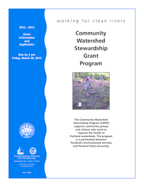 Fillable Online Community Watershed Stewardship Program. CWSP Grant ...