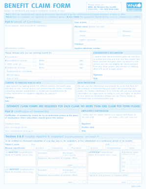 Fillable Online Fillable Online Benefit claim form - WHA Healthcare Fax Email ... Fax Email ...