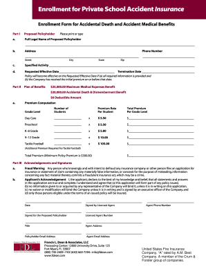 Fillable Online Private School Student Accident Insurance Fax Email ...
