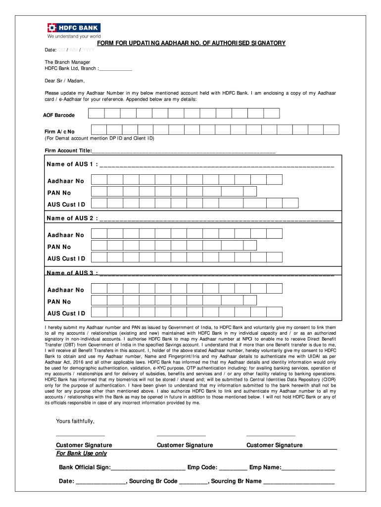 FORM FOR UPDATING AADHAAR NO - Fill and Sign Printable Template Online ...