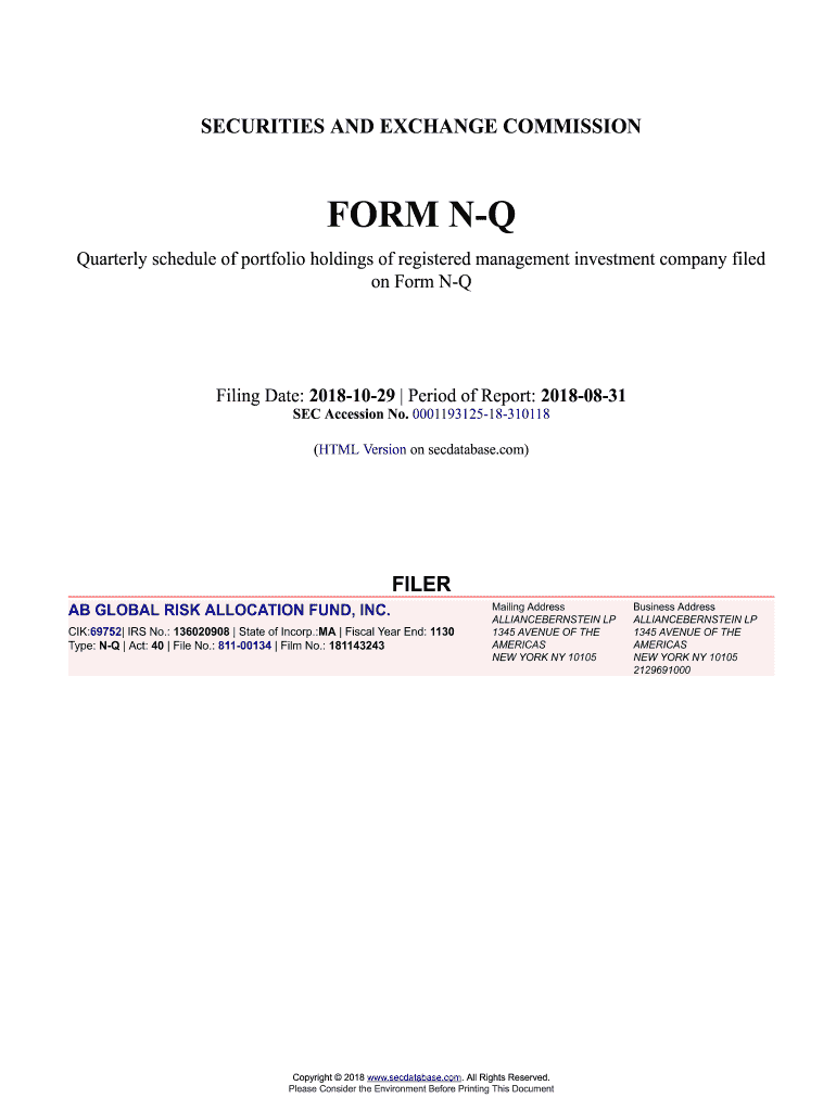 Fillable Online SEC Form NQ Details and Latest Filings - SEC Report Fax ...