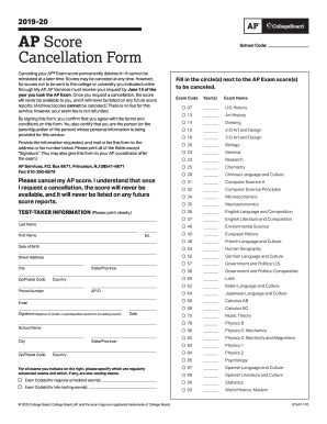 Fillable Online AP Score Cancellation Form - AP Central - The College ...