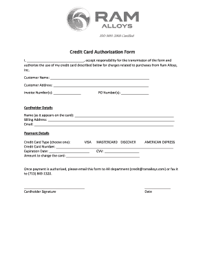 Fillable Online FREE 10+ Sample Credit Card Authorization Forms in MS ...