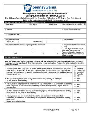 Fillable Online Fillable Online Pennsylvania Emergency Permit Re ...