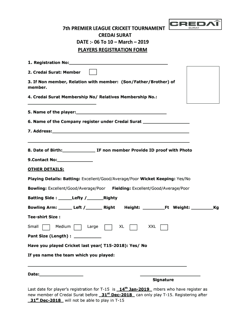 Cricket Premier League Form - Fill Online, Printable, Fillable, Blank ...