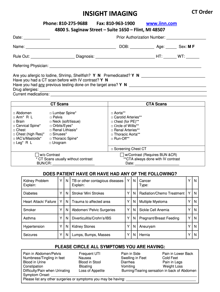 Fillable Online CT ORDER FORM - iinn.com Fax Email Print - pdfFiller