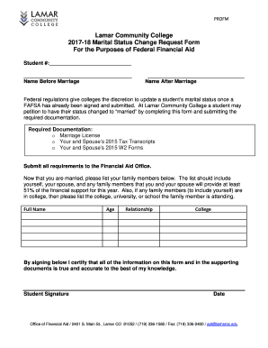 Fillable Online 2017-18 Marital Status Change Request Form Fax Email ...