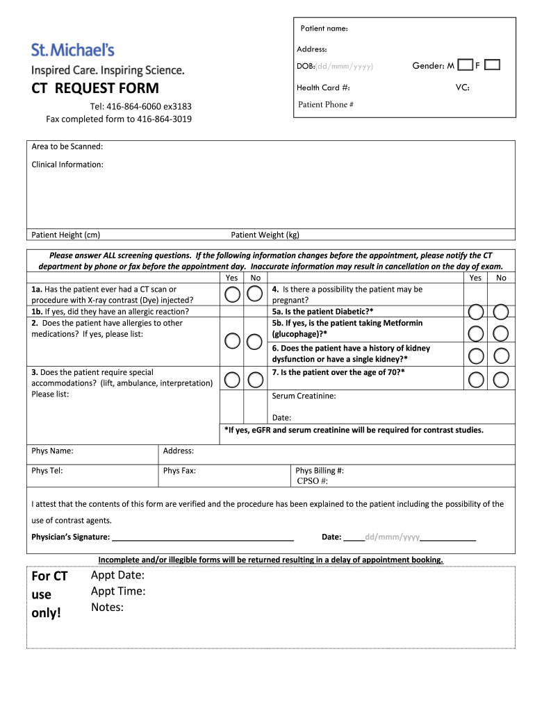 Fillable Online CT Requisition form Fax Email Print - pdfFiller