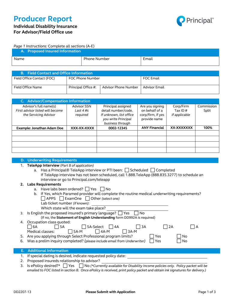 Fillable Online Individual Disability Insurance Application - Metro DI ...