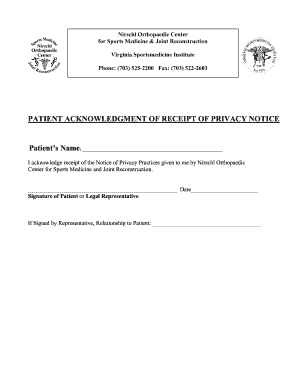 Fillable Online Patient Privacy Acknowledgement Form Fax Email Print ...