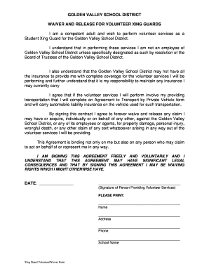 Fillable Online WAIVER AND RELEASE FOR VOLUNTEERS Fax Email Print ...
