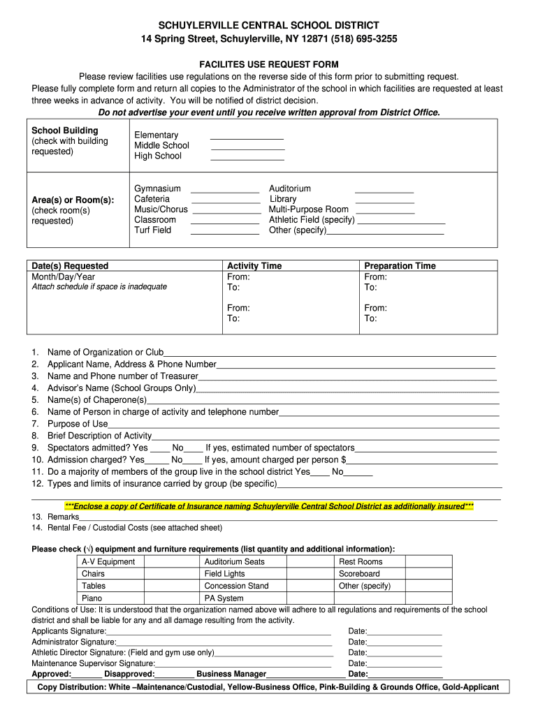 Fillable Online Facilities Use Request Form. Facilities Use Request Form Fax Email Print - pdfFiller