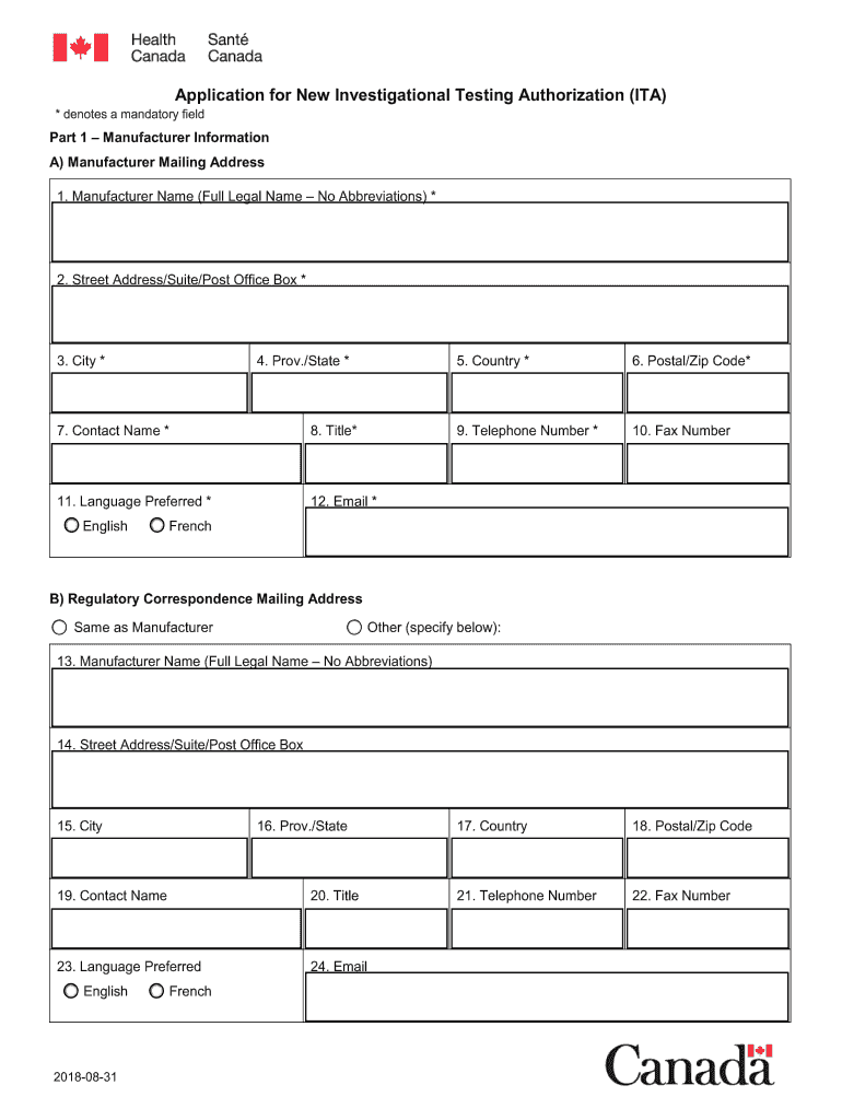 Fillable Online Application for New Investigational Testing ...