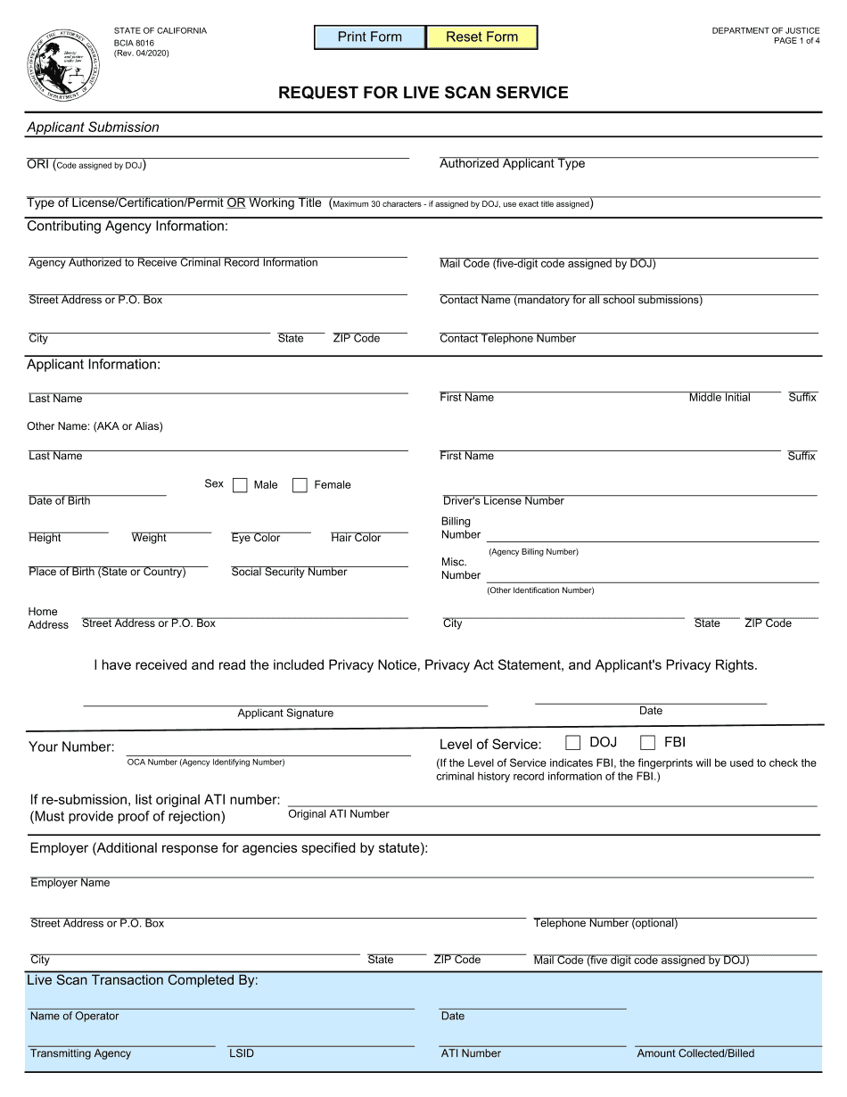 State of California BCIA 8016 Form PDF - Fill & Edit Printable PDF ...