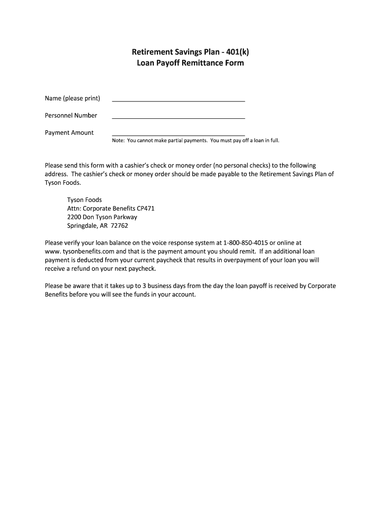 Fillable Online RSP Loan Payoff Remittance Form.PDF Fax Email Print ...