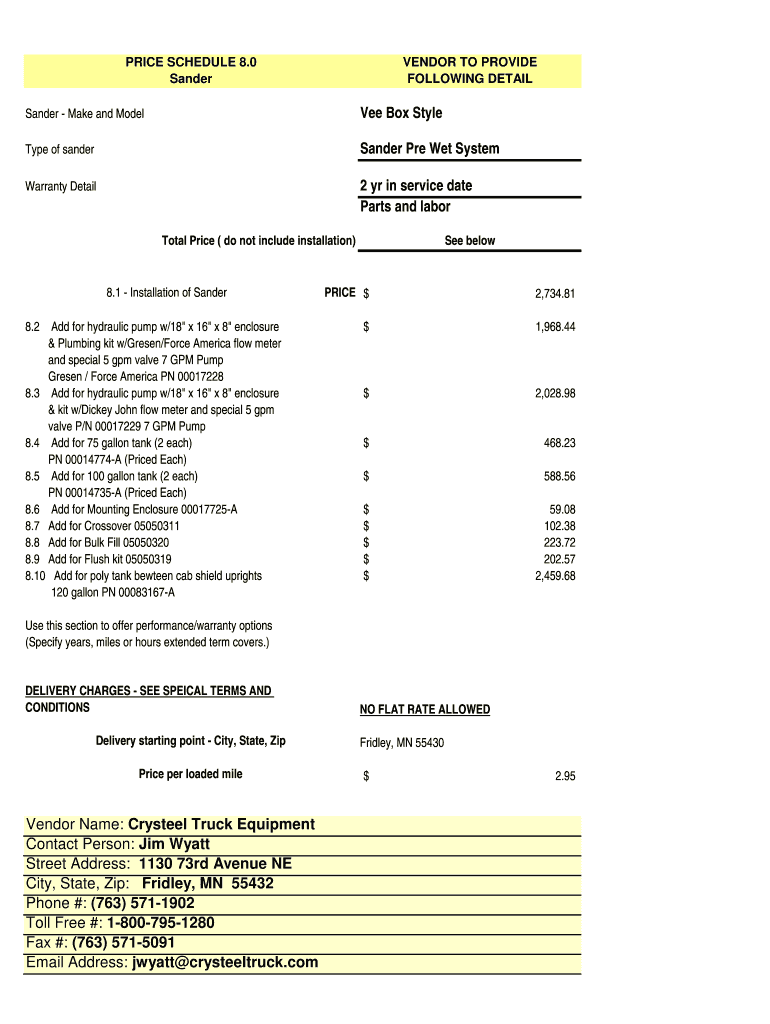 Fillable Online Vee Box Style Sander Pre Wet System 2 yr in service ...