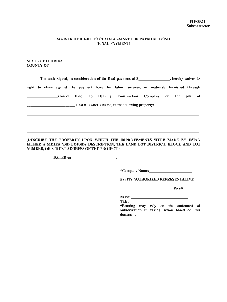 Fillable Online Florida Statutes 713.235Waivers of right to claim ...