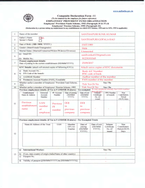 Fillable Online Declaration Form EMPLOYEES' PROVIDENT FUND ... Fax ...