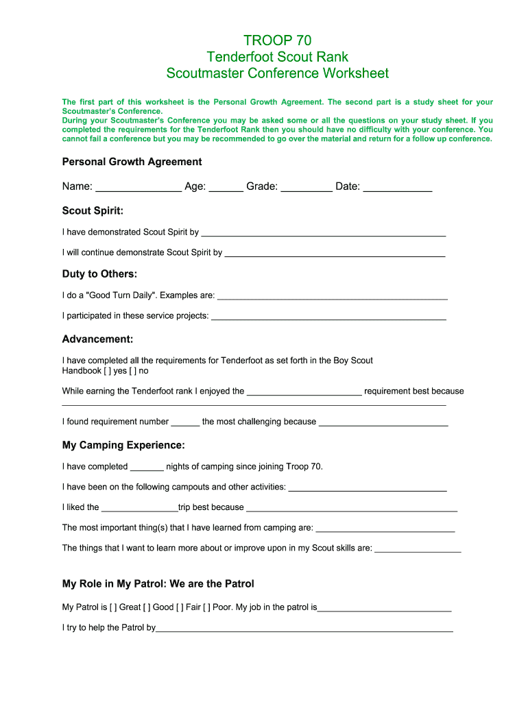 Fillable Online Boy Scout Rank Worksheets - U.S. Scouting Service ...