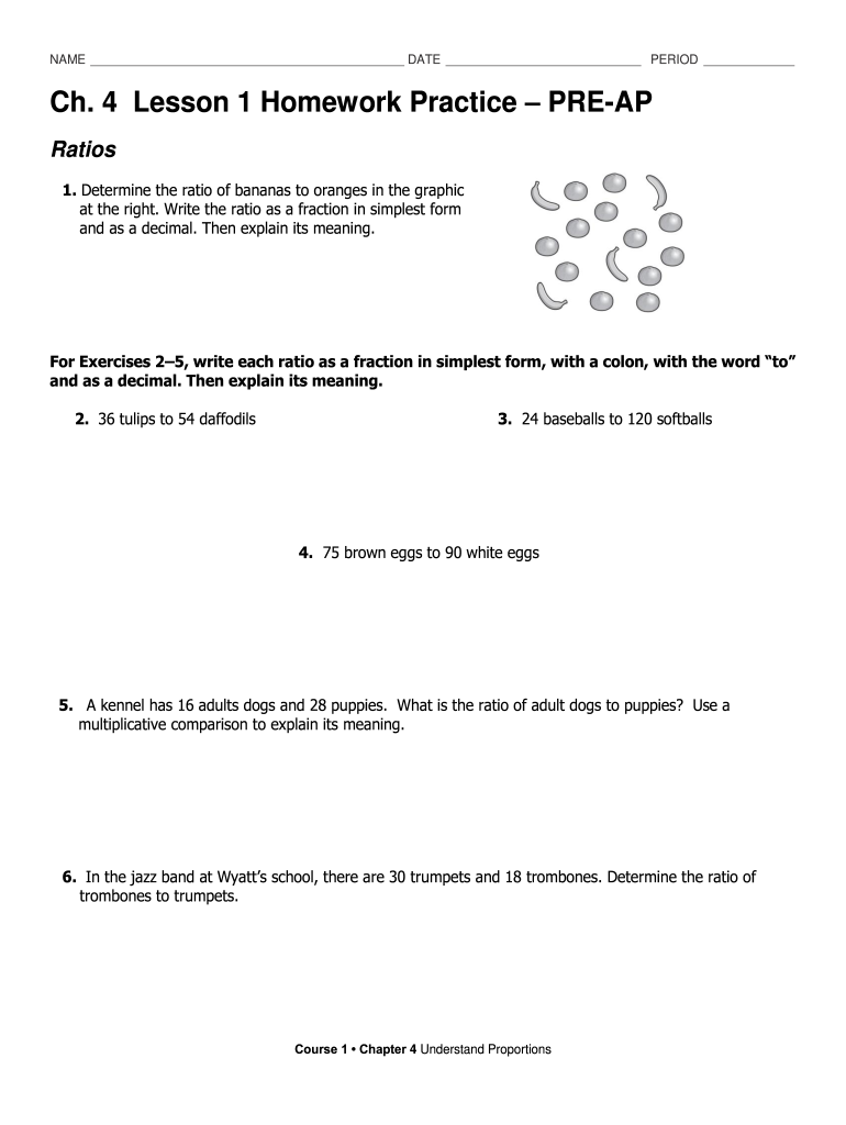 Fillable Online Lesson 2 Homework Practice Ratios - Fill Online ...