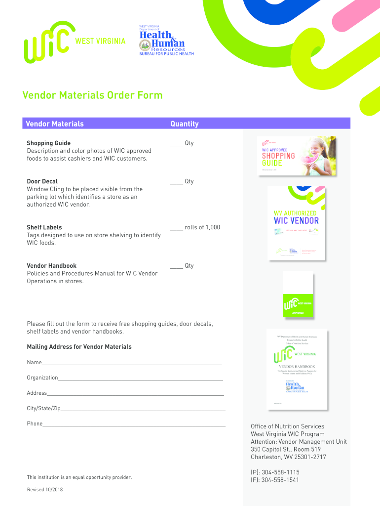 Fillable Online Vendor Materials Order Form Fax Email Print - pdfFiller
