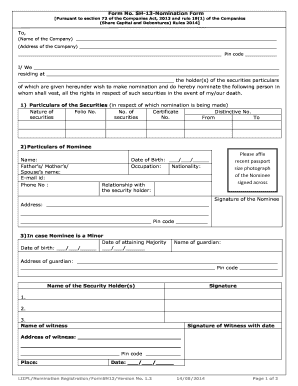 Fillable Online Form SH-13-Nomination Form - Linde India Fax Email Print - pdfFiller