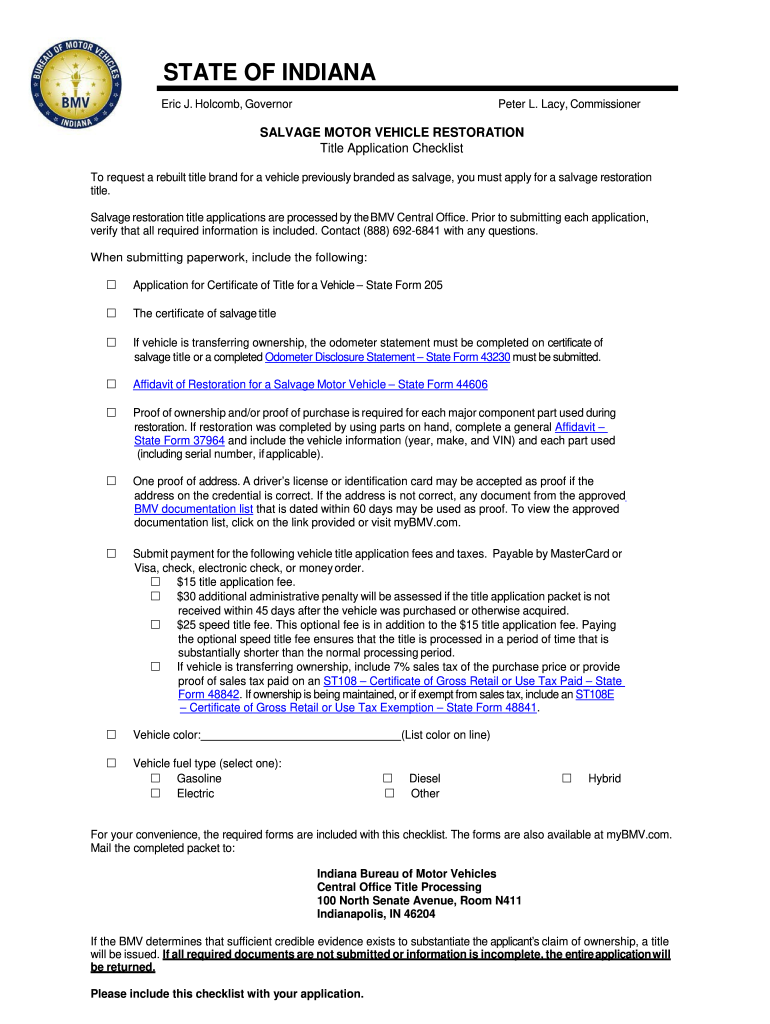 Fillable Online Download the Salvage Motor Vehicle Title Application ...