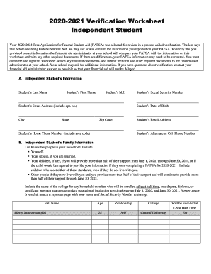 Fillable Online 2020-2021 verification worksheet independent student - Drew ... Fax Email Print ...