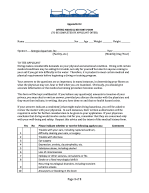 Fillable Online Diving Medical History Form.docx Fax Email Print ...