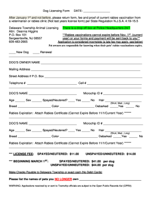 Fillable Online Dog Licensing Form Fax Email Print - pdfFiller