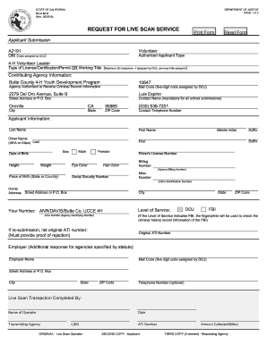 Fillable Online BCIA 8016, Request for Live Scan Service - UC ANR Fax ...