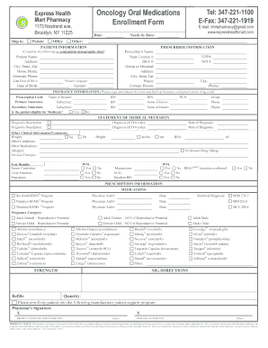Fillable Online Oncology Oral Medications Enrollment Form - Express Health ... Fax Email Print ...