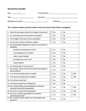 Fillable Online Workstation Checklist Fax Email Print - pdfFiller
