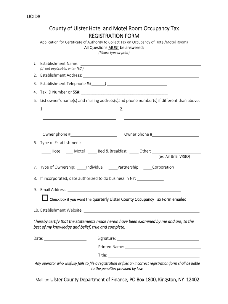 Fillable Online Hotel-Motel Occupancy Tax Registration Form Fax Email ...