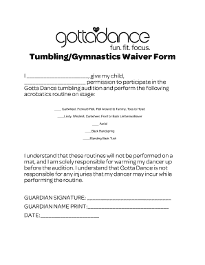 Fillable Online Tumbling Waiver Form-2.pages - Gotta Dance Fax Email ...