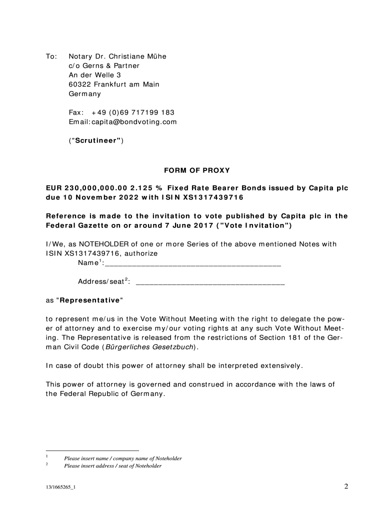 Fillable Online To: Notary Dr. Christiane Mhe An der Welle 3 60322 ...