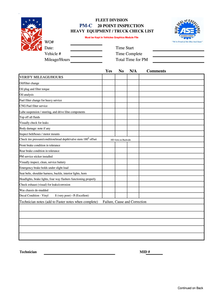 20 Point Inspection Checklist - Fill Online, Printable, Fillable, Blank ...