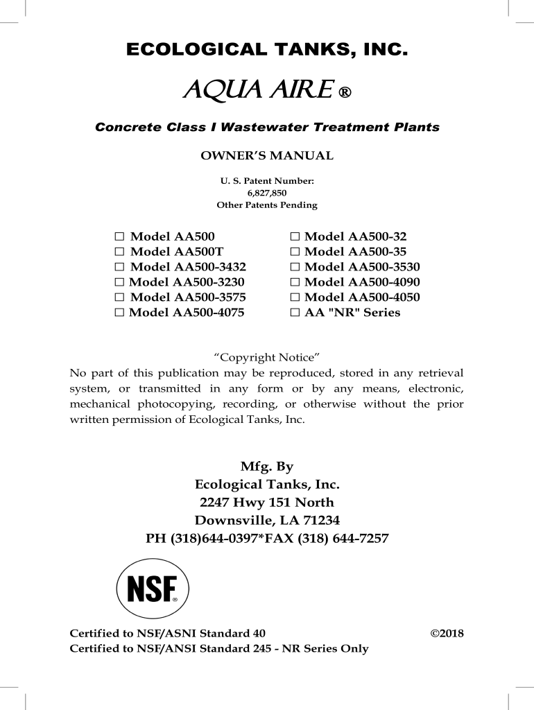 Aqua Aire Aa500 Manual - Fill Online, Printable, Fillable, Blank | pdfFiller
